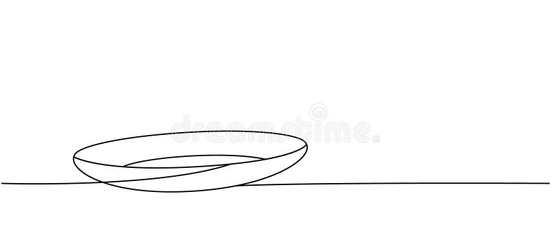 Food Plate One Line Continuous Drawing. Kitchen Tools Continuous One ...
