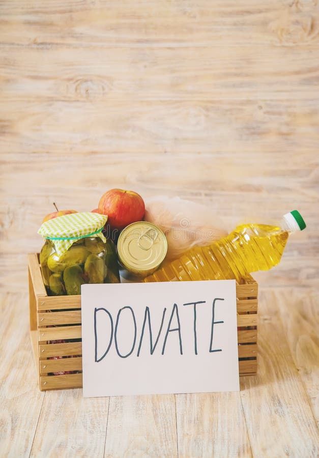 Food and Plate with Text for Donation. Selective Focus Stock Image ...