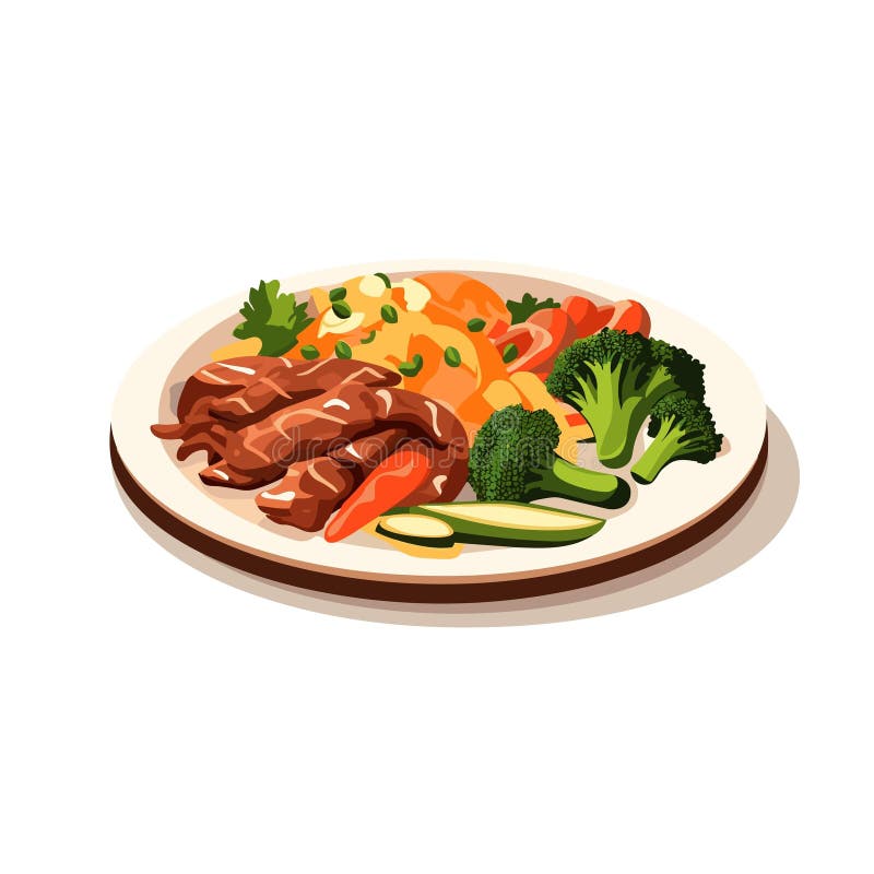 Food on Plate Vector Flat Minimalistic Isolated Illustration Stock ...