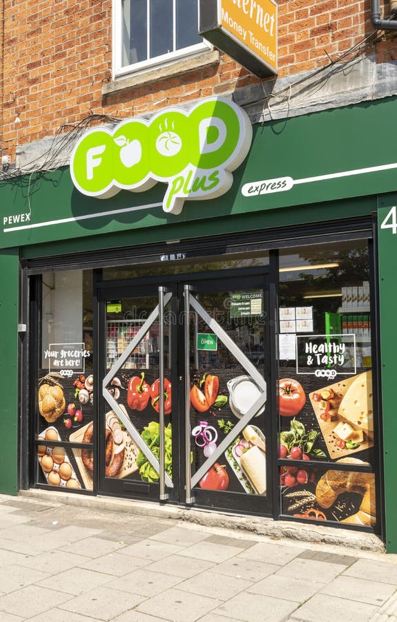 Food Plus Store Front in Grantham. Editorial Photo - Image of street ...