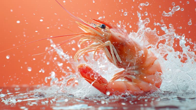Food Poster, a Shrimp and Water Splashing Stock Illustration ...