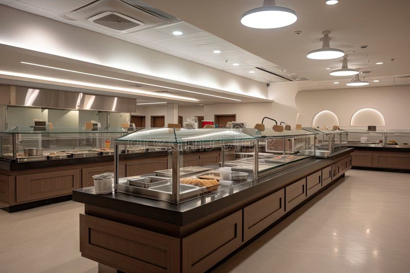 Food Preparation Area with Stations for Different Types of Food, Such ...