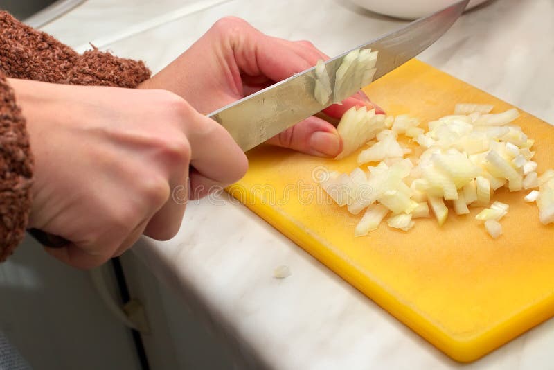 Food Preparation-chopping of an Onions Stock Image - Image of kitchen ...