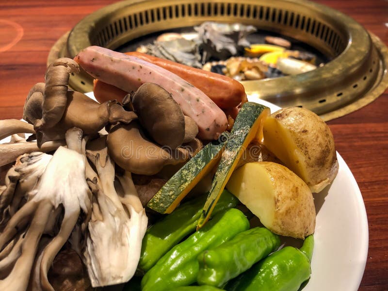 Food Preparation for Japanese Style Barbecue. Stock Image - Image of ...