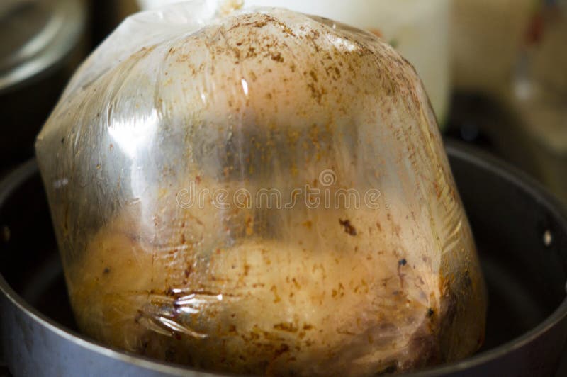 Food is Prepared in the Sleeve for Baking Stock Photo - Image of ...