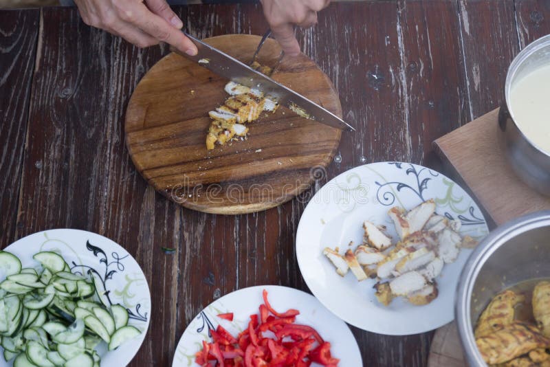 Food Preparing Cutting on Table Stock Photo - Image of cutting, wood ...