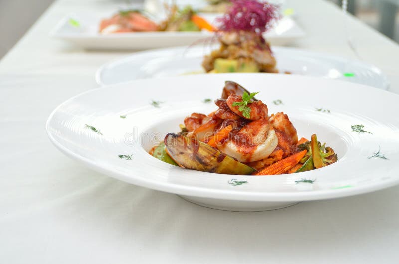 Food Presentation stock photo. Image of white, herb, black - 27642238