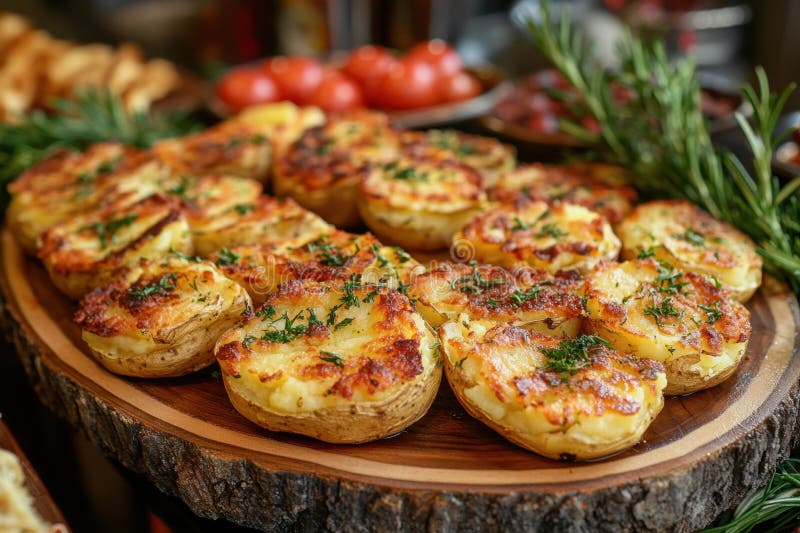 Food Presentation, the Smashed Potatoes are Elegantly Presented on a ...