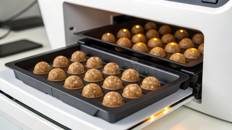Food Printing Machine Creating Small Round Snacks in Modern Kitchen ...