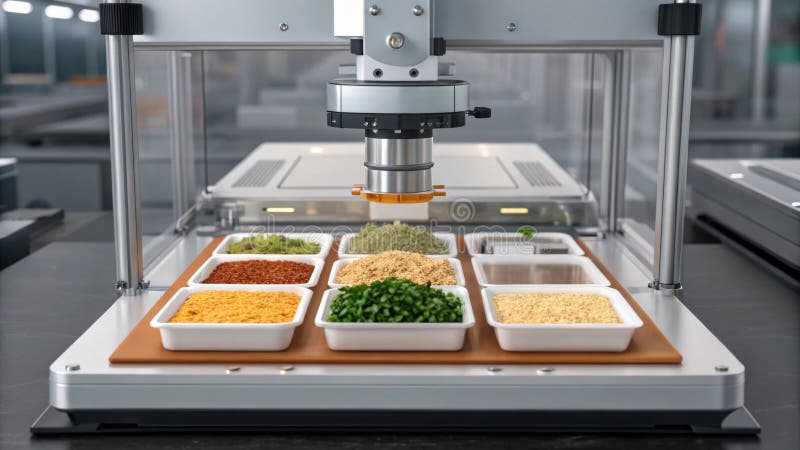 Food Printing Machine Preparing Ingredients in Modern Laboratory Stock ...