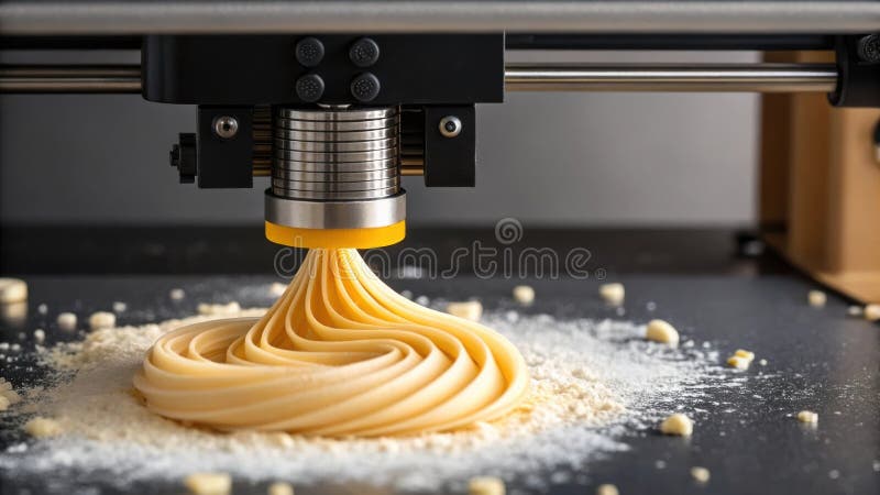 Food Printing Machine Preparing Pasta from Dough Stock Illustration ...