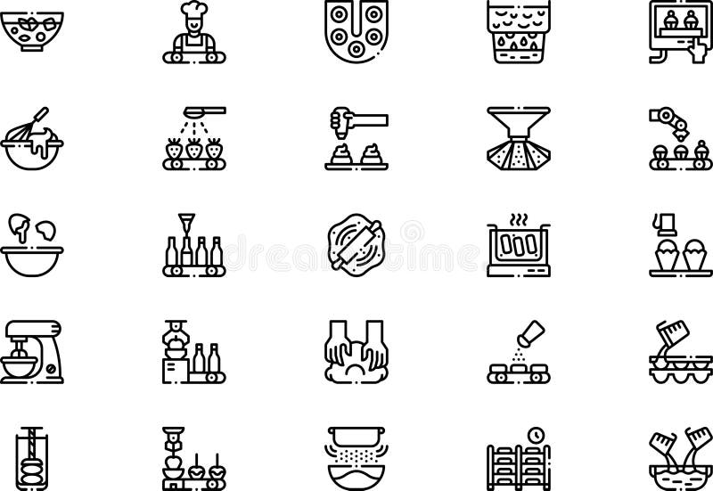 Food Processing Icons Collection is a Vector Illustration with Editable ...