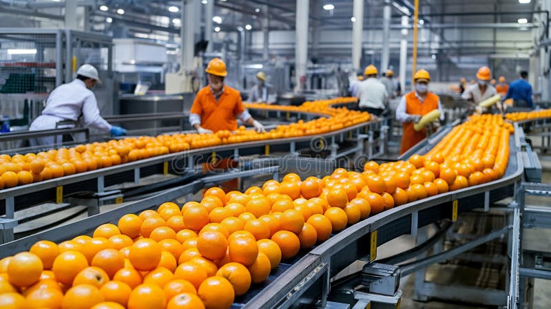 Food Processing Plant with Conveyor Belts, Machines, and Workers ...