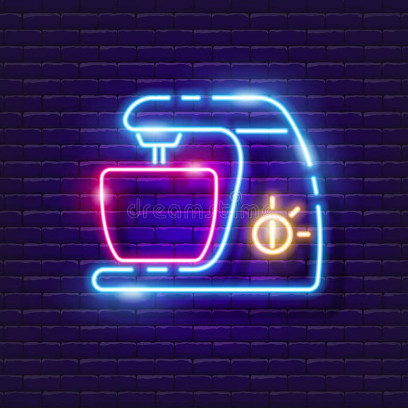Food Processor Neon Sign. Vector Illustration for Design. Food ...