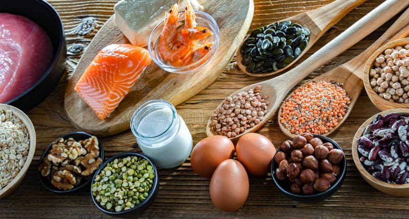 Food Products Rich in Protein. High-protein Diet Stock Image - Image of ...