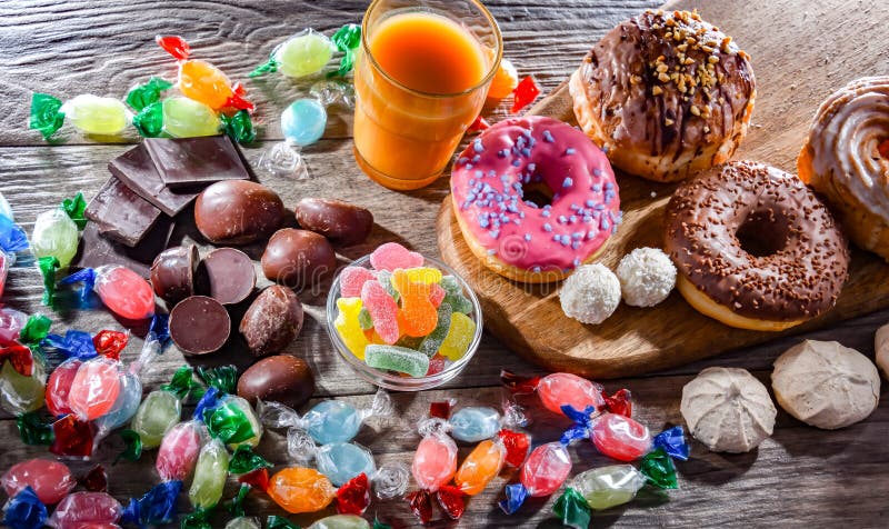 Food Products Rich in Sugar. Junk Food Stock Image - Image of problem ...