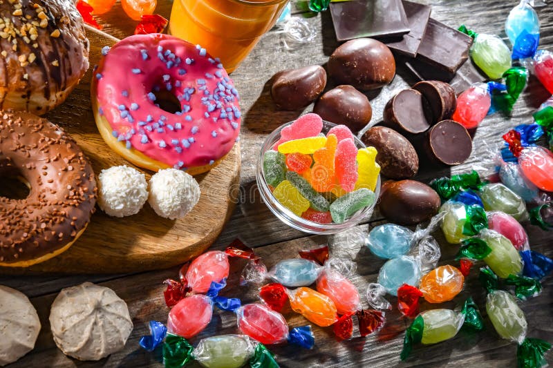Food Products Rich in Sugar. Junk Food Stock Photo - Image of sweets ...