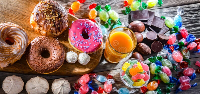 Food Products Rich in Sugar. Junk Food Stock Image - Image of sugar ...