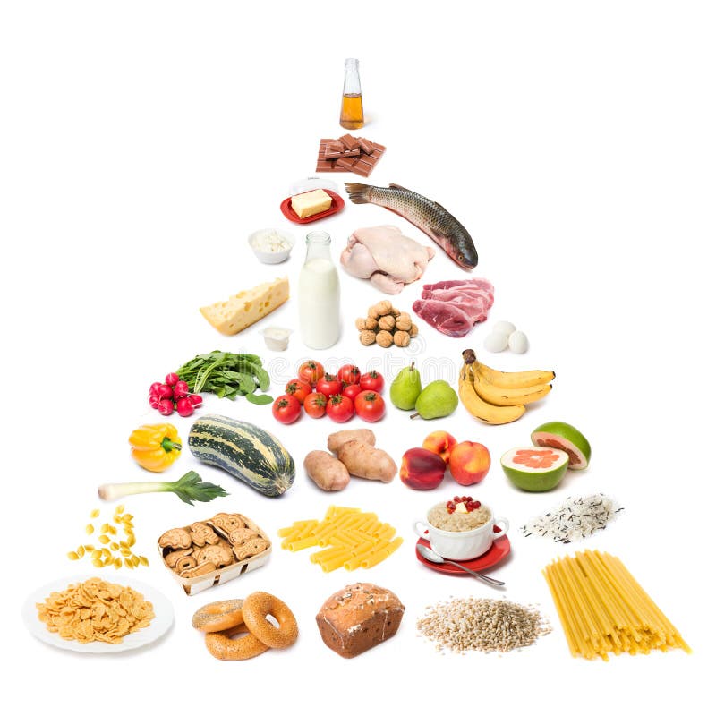 Food Pyramid - Lots of Items Stock Photo - Image of grain, isolated ...