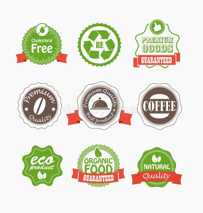 Food Quality Labels Collection Stock Vector - Illustration of life ...