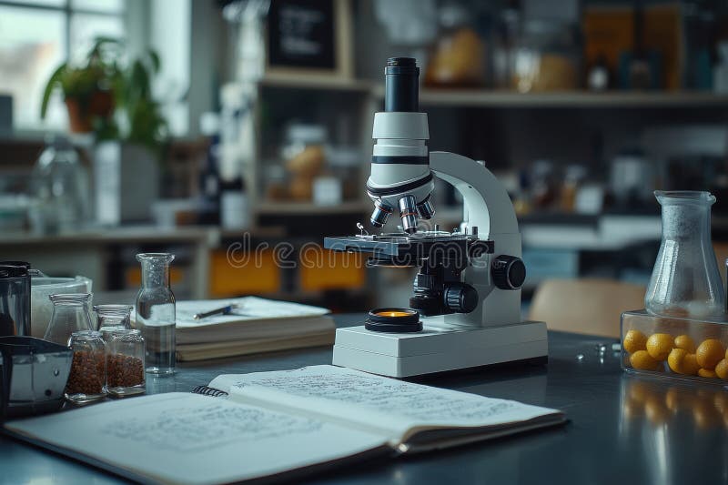 Food Quality Testing, Tranquil Food Quality Lab Area with a Microscope ...