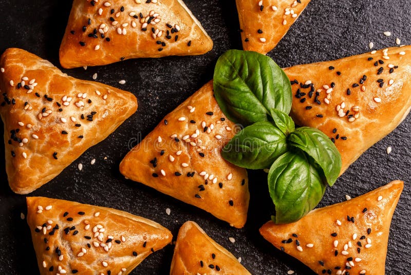 Food Recipe Background. Close Up Samosas, Top View Stock Image - Image ...