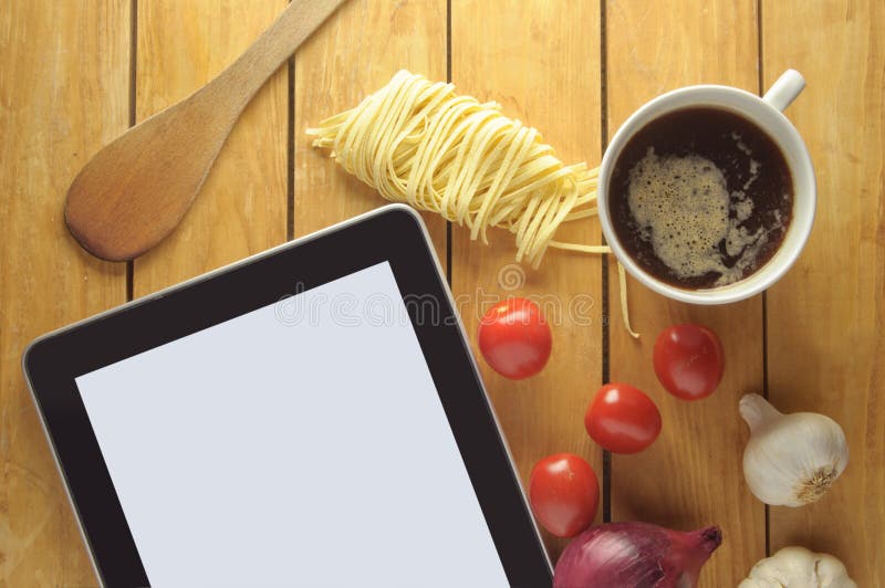 Food recipes tablet stock photo. Image of copyspace, information - 46173446