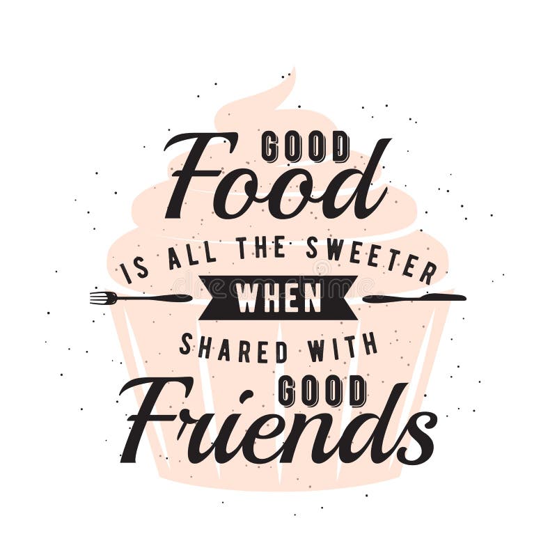 Food Related Typography Quote with Cupcake, Hand Drawn Lettering Text ...