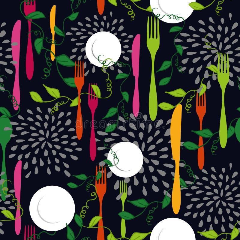 Food Restaurant Seamless Pattern Concept Stock Vector - Illustration of ...