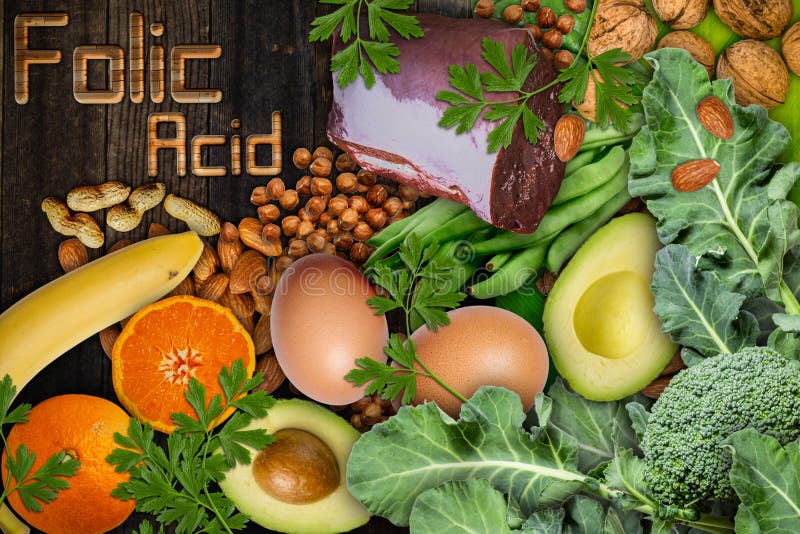 Food rich in folic acid. stock photo. Image of orange - 242286640