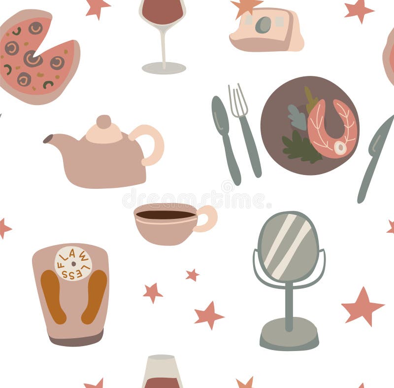 Food Routine Seamless Pattern Stock Vector - Illustration of figs ...