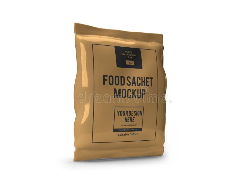Food Sachet Packaging 3D Illustration Mockup Scene Stock Illustration ...