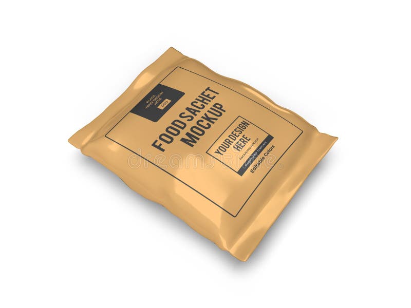 Food Sachet Packaging 3D Illustration Mockup Scene Stock Illustration ...