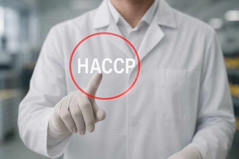 Food Safety Engineer Pressing HACCP Button on Virtual Interface To ...