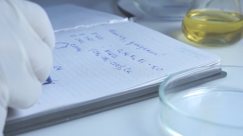 Food Safety Laboratory, Scientist Concept. Inspector Writing Test Note ...