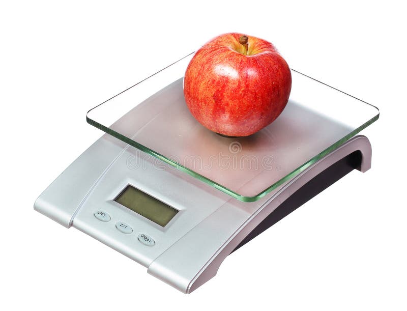 Food Scale with Scoop of Protein Isolated on White Stock Image - Image ...