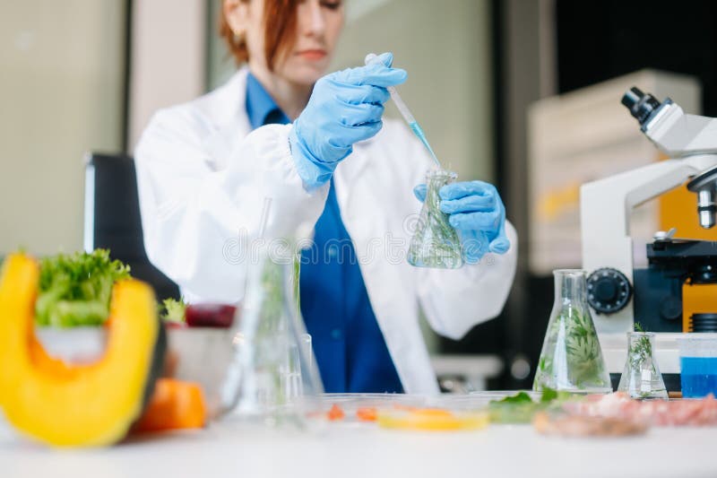 Food Science As Lab Scientists Test and Analyze Vegetables for Safety ...