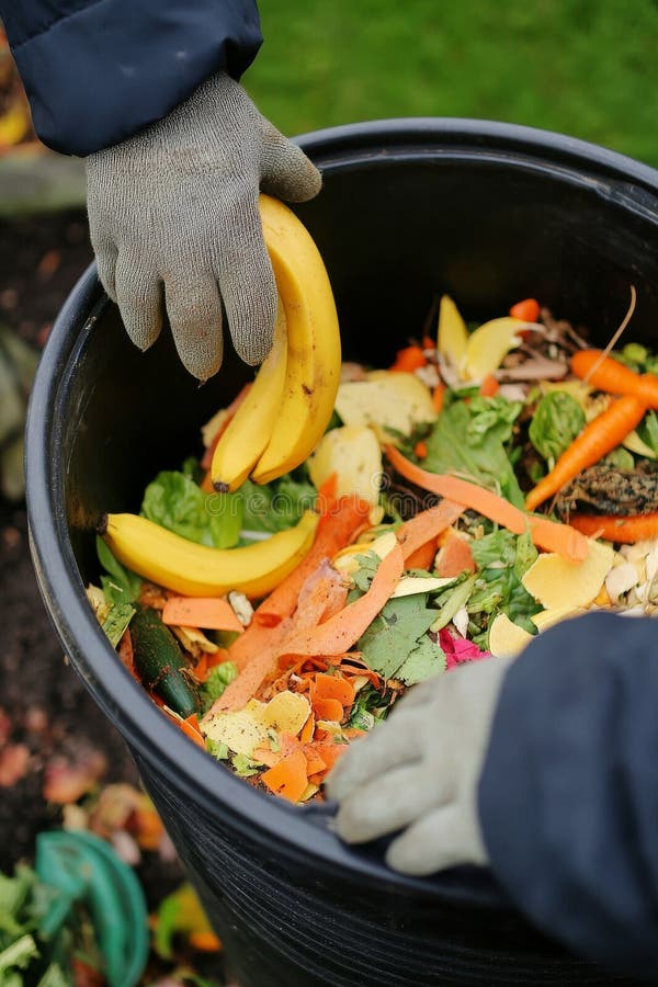 Food Scraps from a Bucket in a Compost Heap. Zero-waste Composting ...