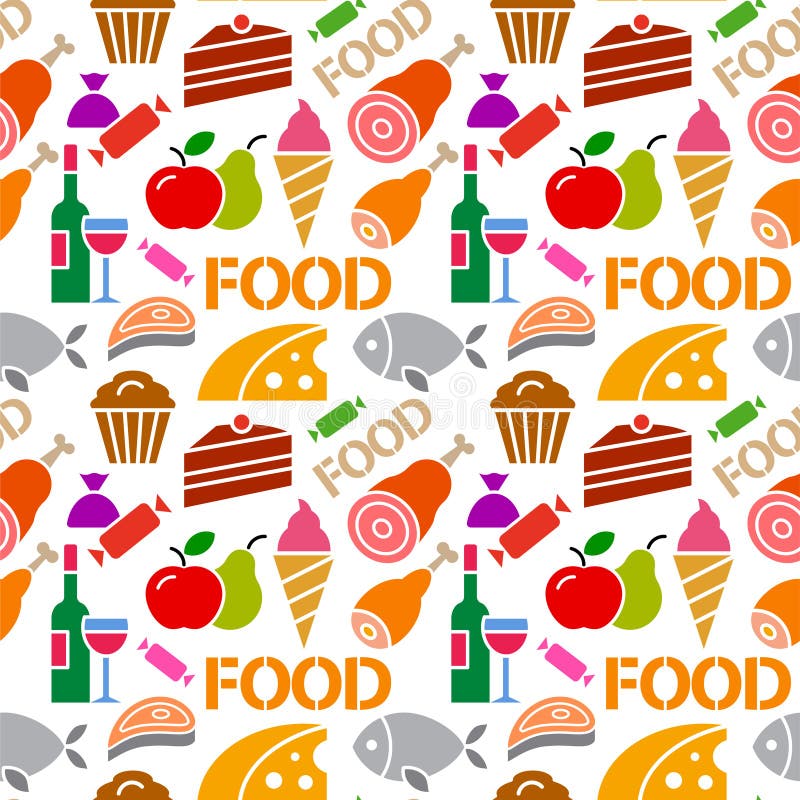 Food seamless pattern stock vector. Illustration of line - 211777610
