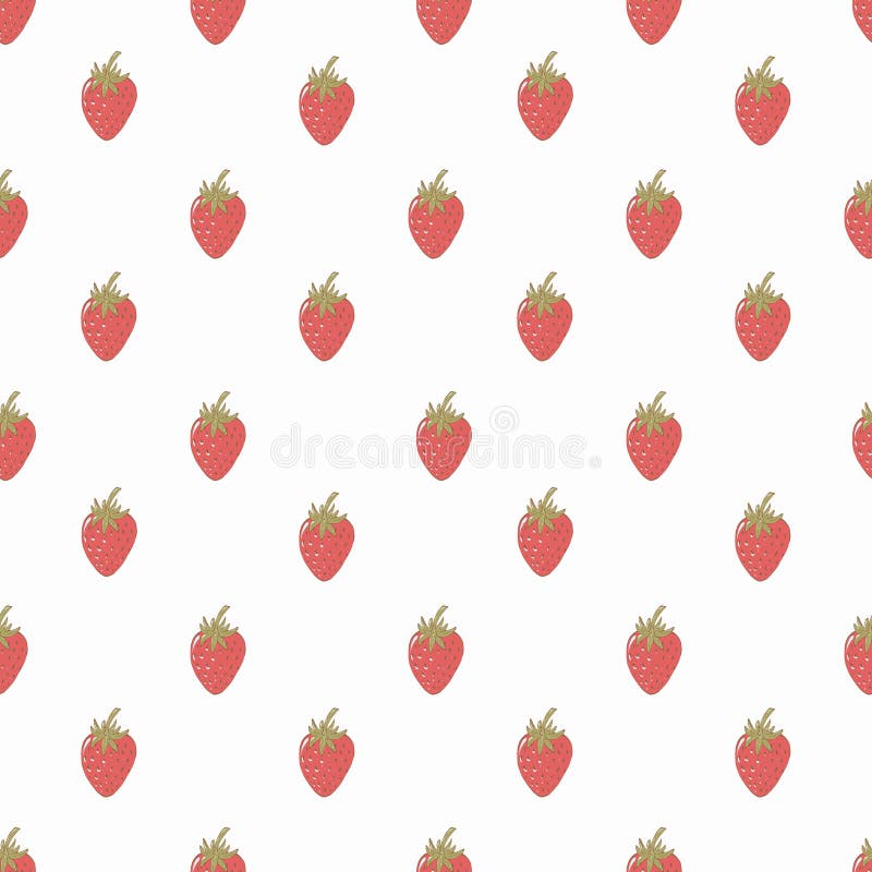 Food Seamless Pattern with Strawberries. Hand Drawn Fruit Background ...