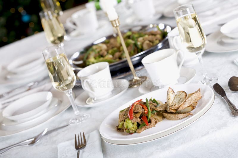 Food Served on Elegant Table Stock Image - Image of beautiful, asian ...