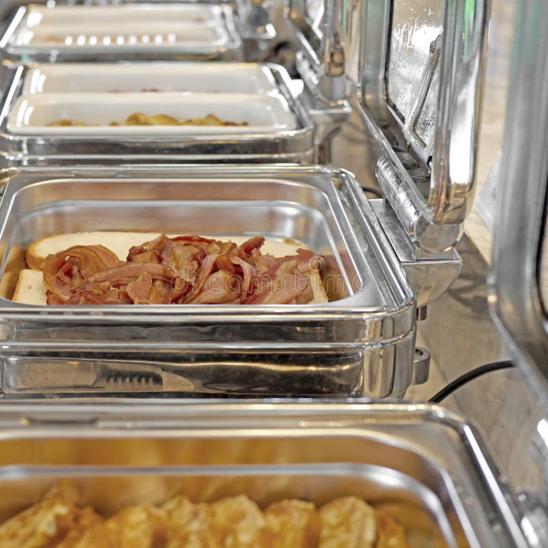Food Service Steam Pans on Buffet Table Stock Photo - Image of ...