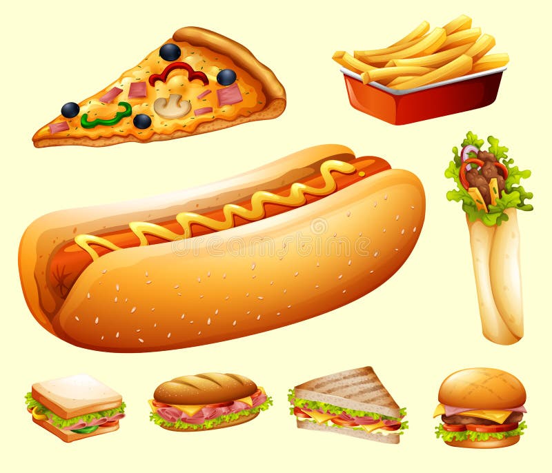 Food Set with Various Kind of Fastfood Stock Vector - Illustration of ... Food Set with Various Kind of Fastfood Stock Vector - Illustration of ...