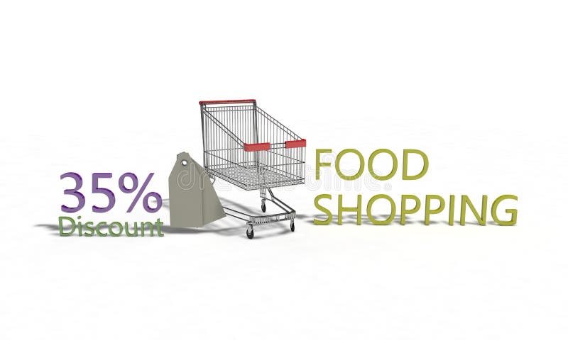 Food Shopping Discount 35 on White , 3d Render Stock Illustration ...
