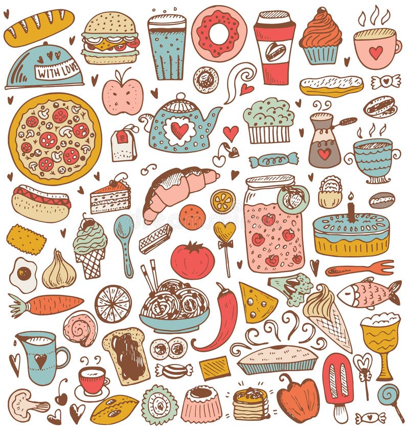 Food Sketch Elements Collection Stock Vector - Illustration of design ...