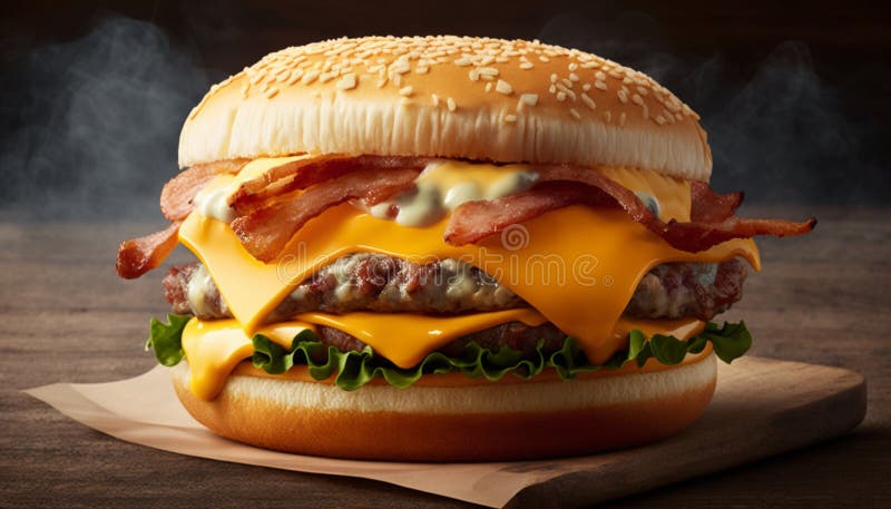 Food Snack Hamburger with Cheese Generative AI Stock Illustration ...