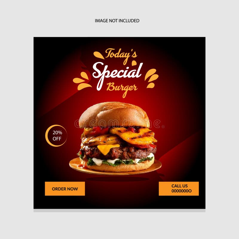 Food Social Media Post Template. Restaurant Social Media Banner. Square ...