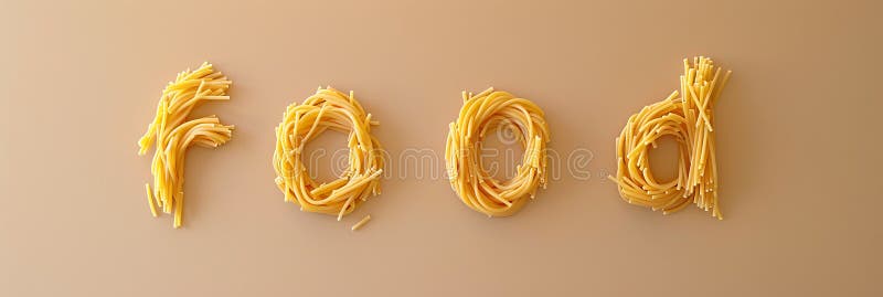 FOOD Spelled Out in Spaghetti Pasta Noodles on a Neutral Background ...
