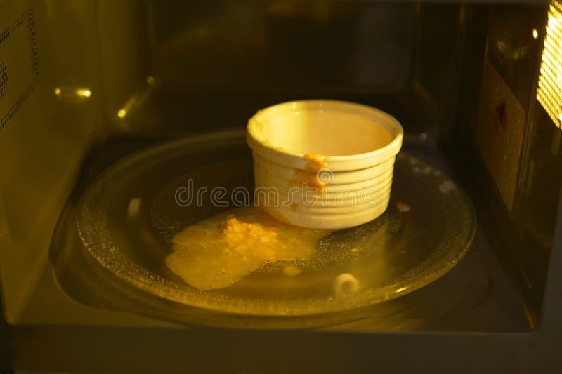 Food Spills and Mess in a Microwave during Cooking Process Stock Image ...