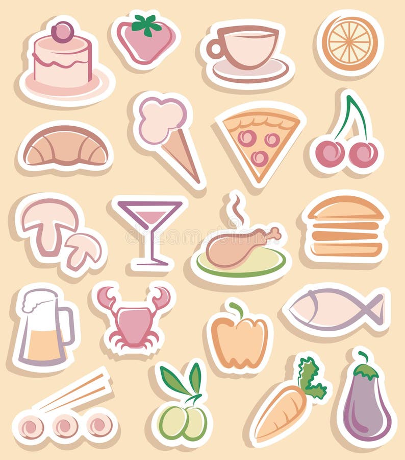 Fast food stickers stock vector. Illustration of cone - 26852419